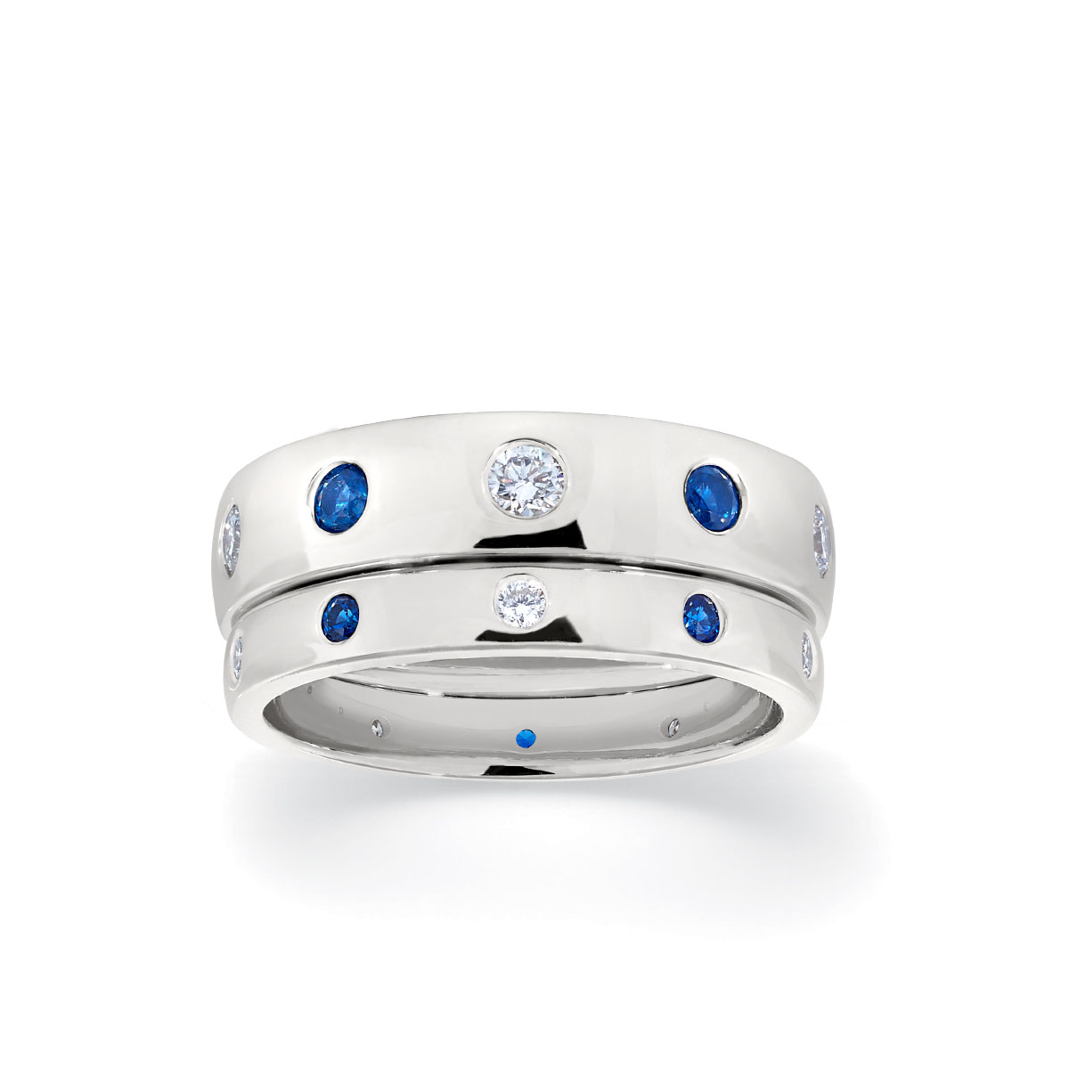 DIAMOND AND SAPPHIRE BURNISH SET RING - Byard Brogan